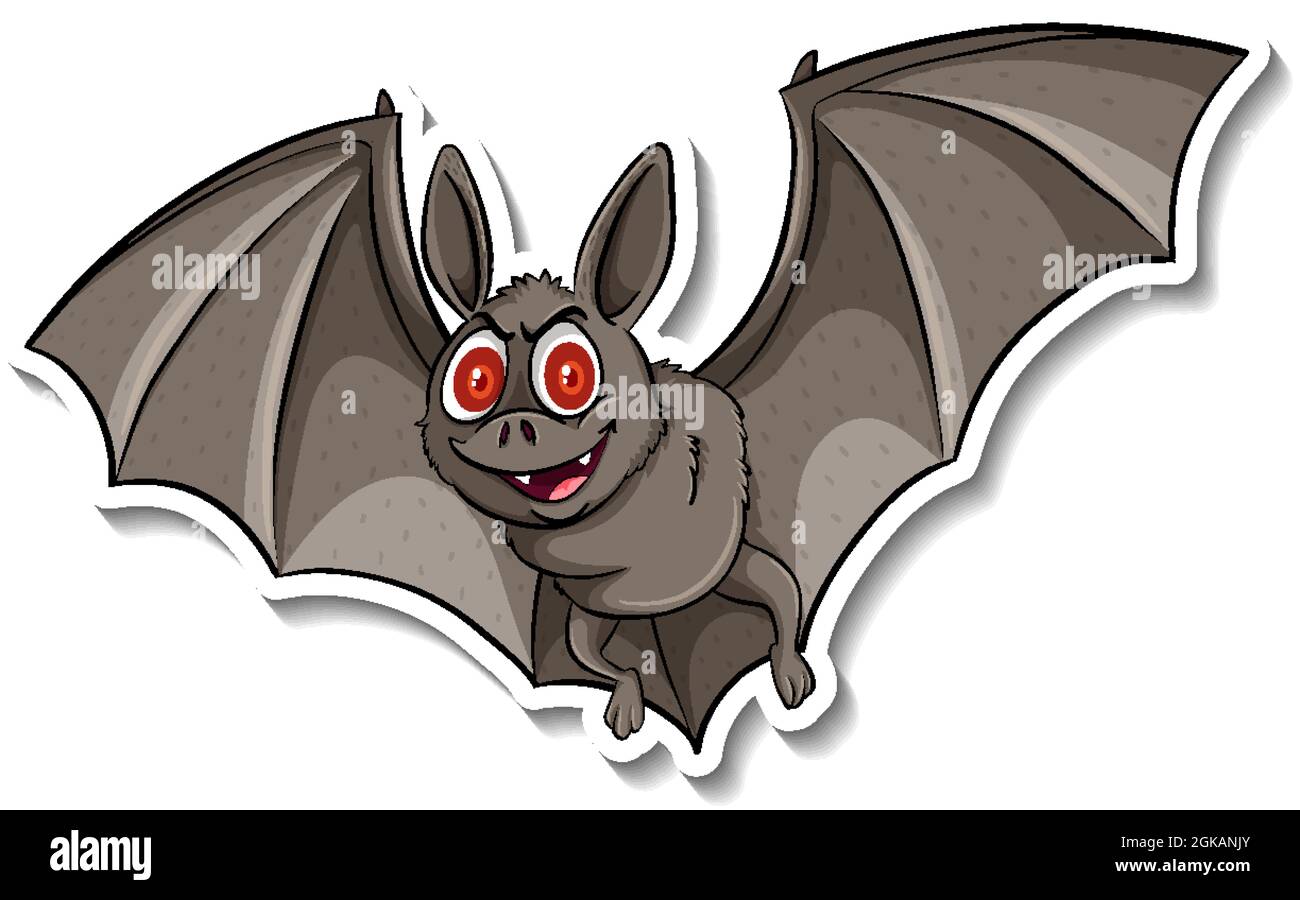 A cute bat cartoon animal sticker illustration Stock Vector Image & Art ...