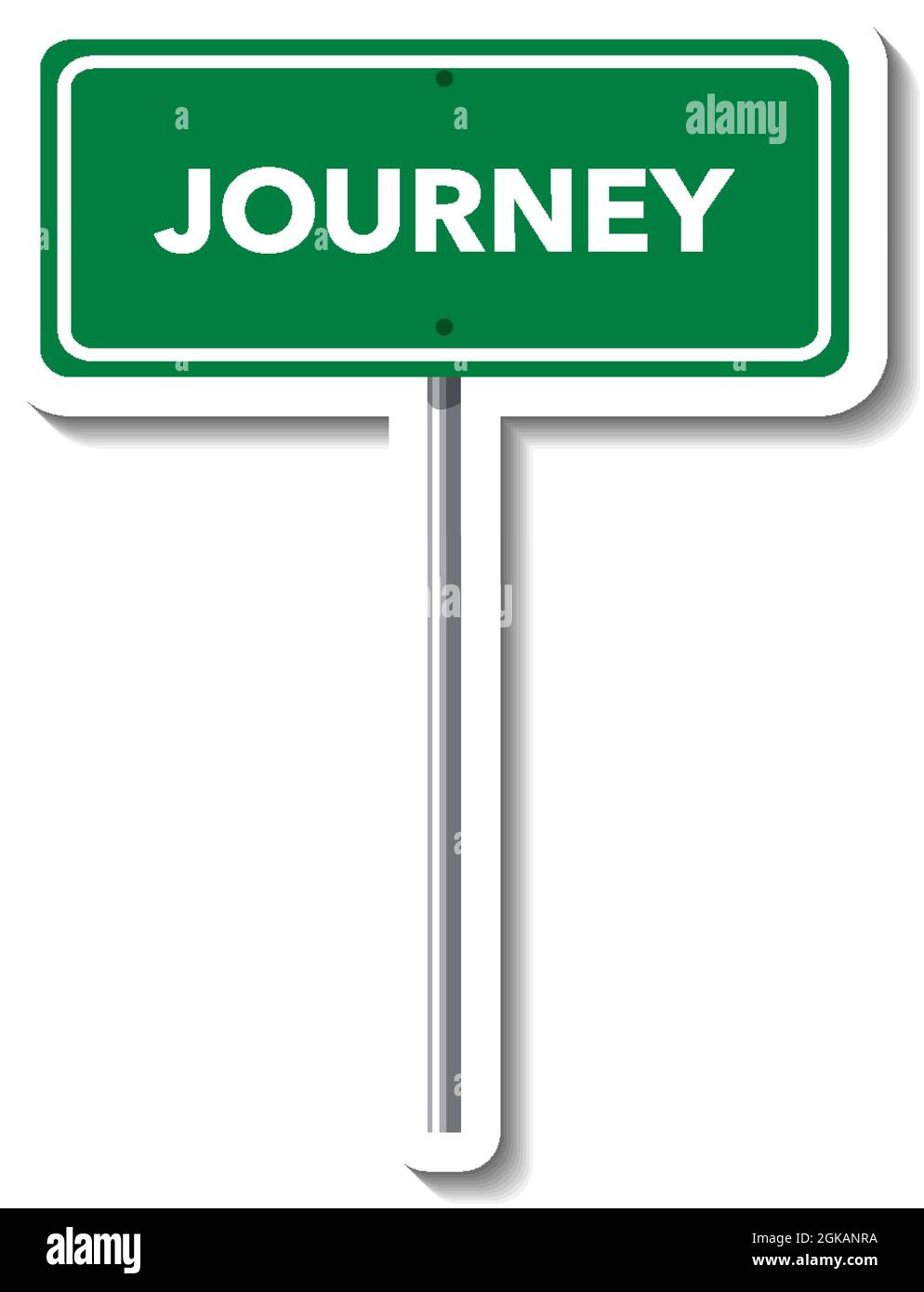 Journey road sign with pole on white background illustration Stock ...