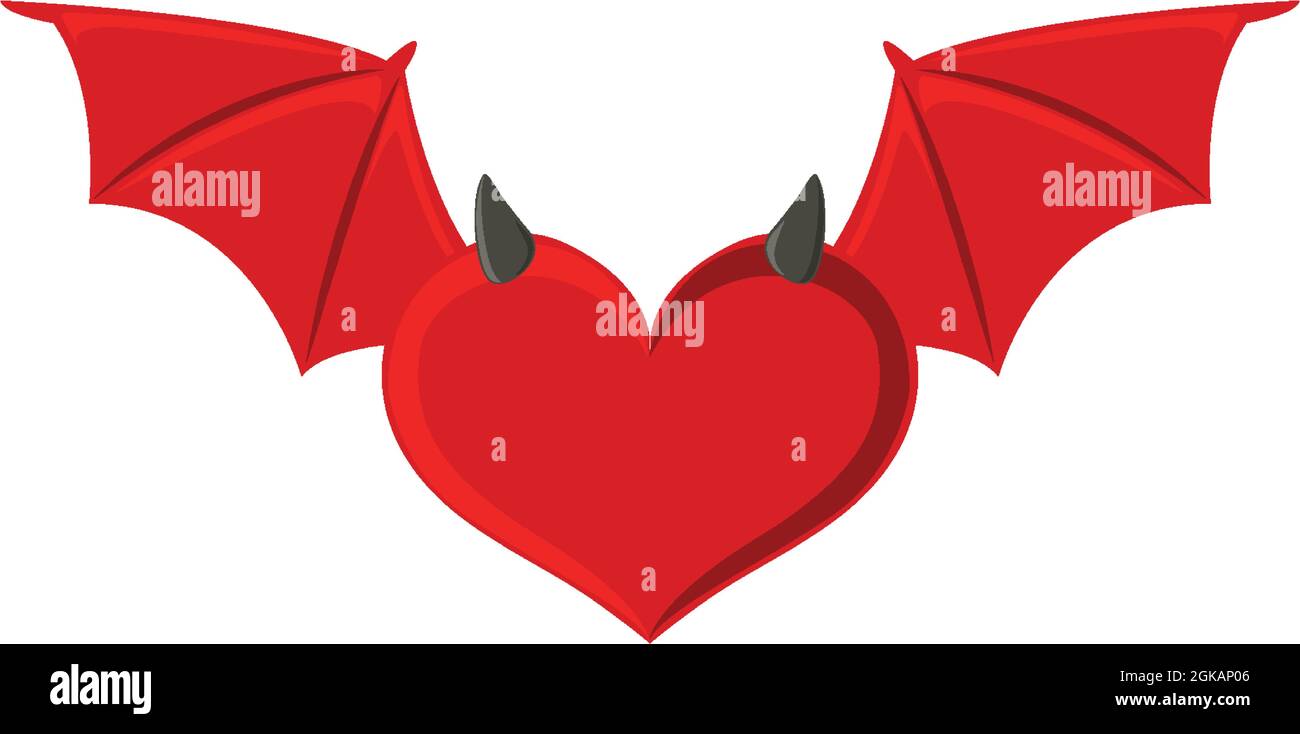 Red bat with heart shape on white background illustration Stock Vector ...