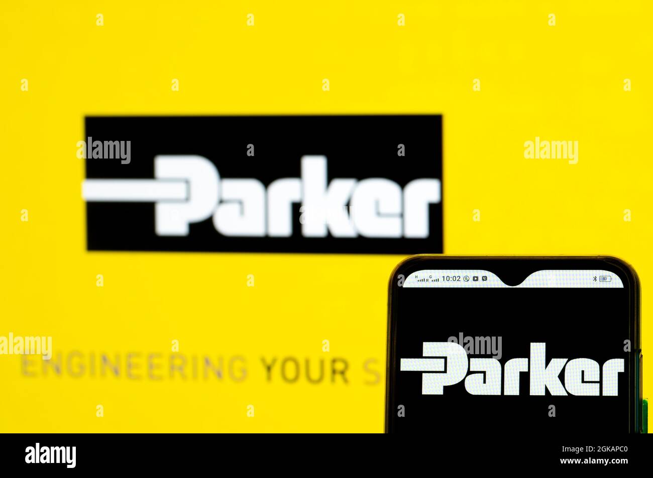In this photo illustration Parker Hannifin Corp logo seen displayed on ...