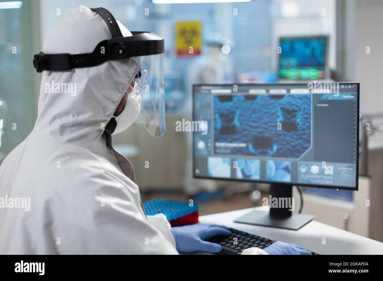 Biologist researcher man wearing coronavirus protective medical ...