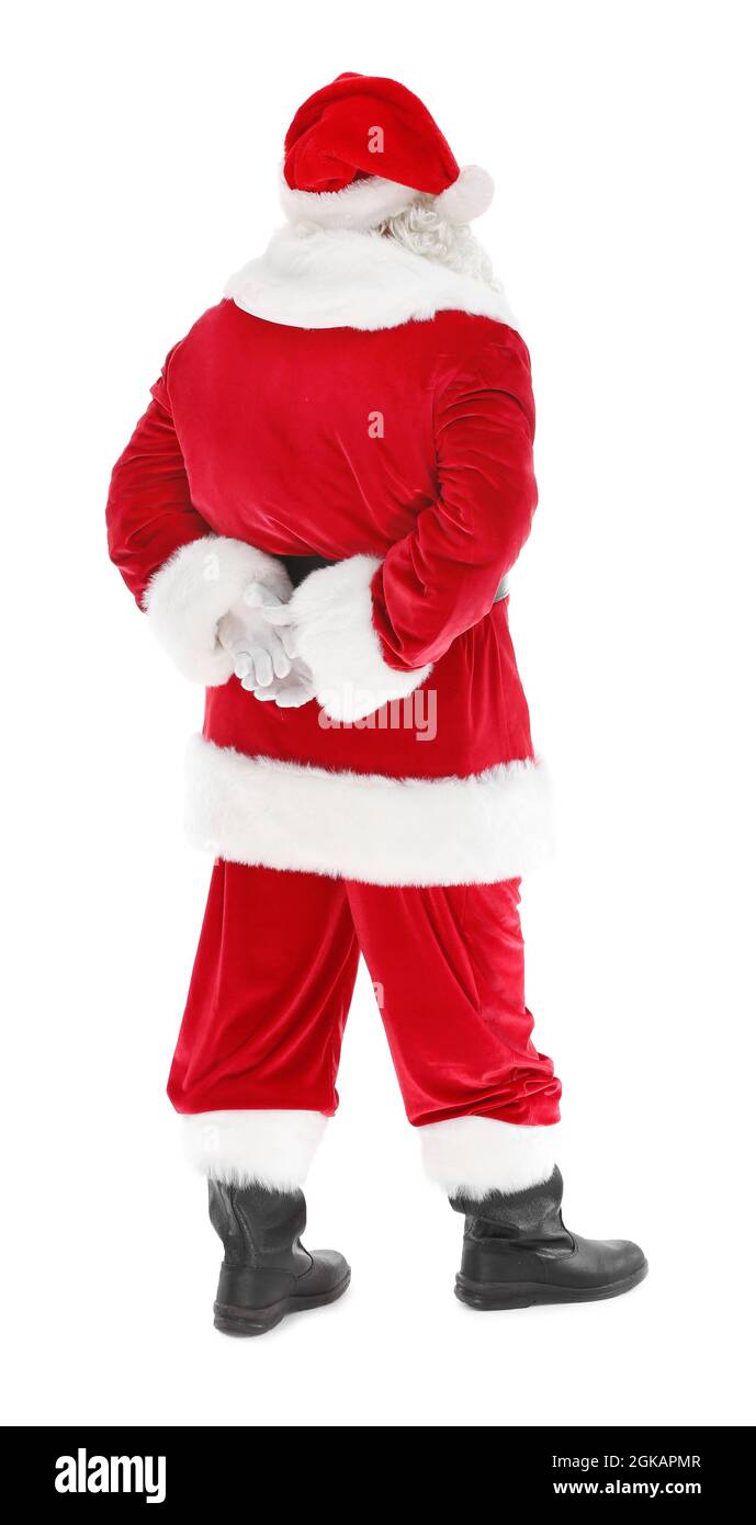 Authentic Santa Claus standing on white background Stock Photo - Alamy