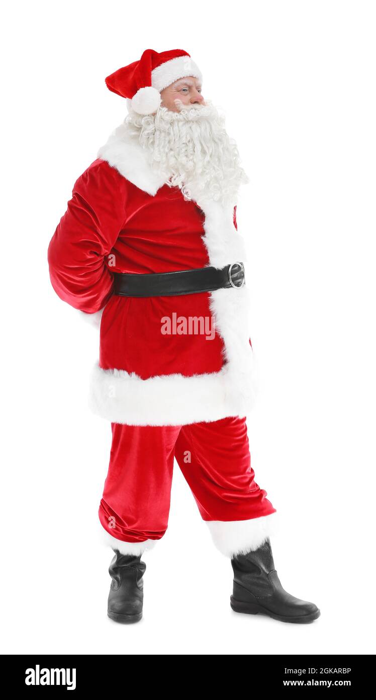 Authentic Santa Claus standing on white background Stock Photo - Alamy