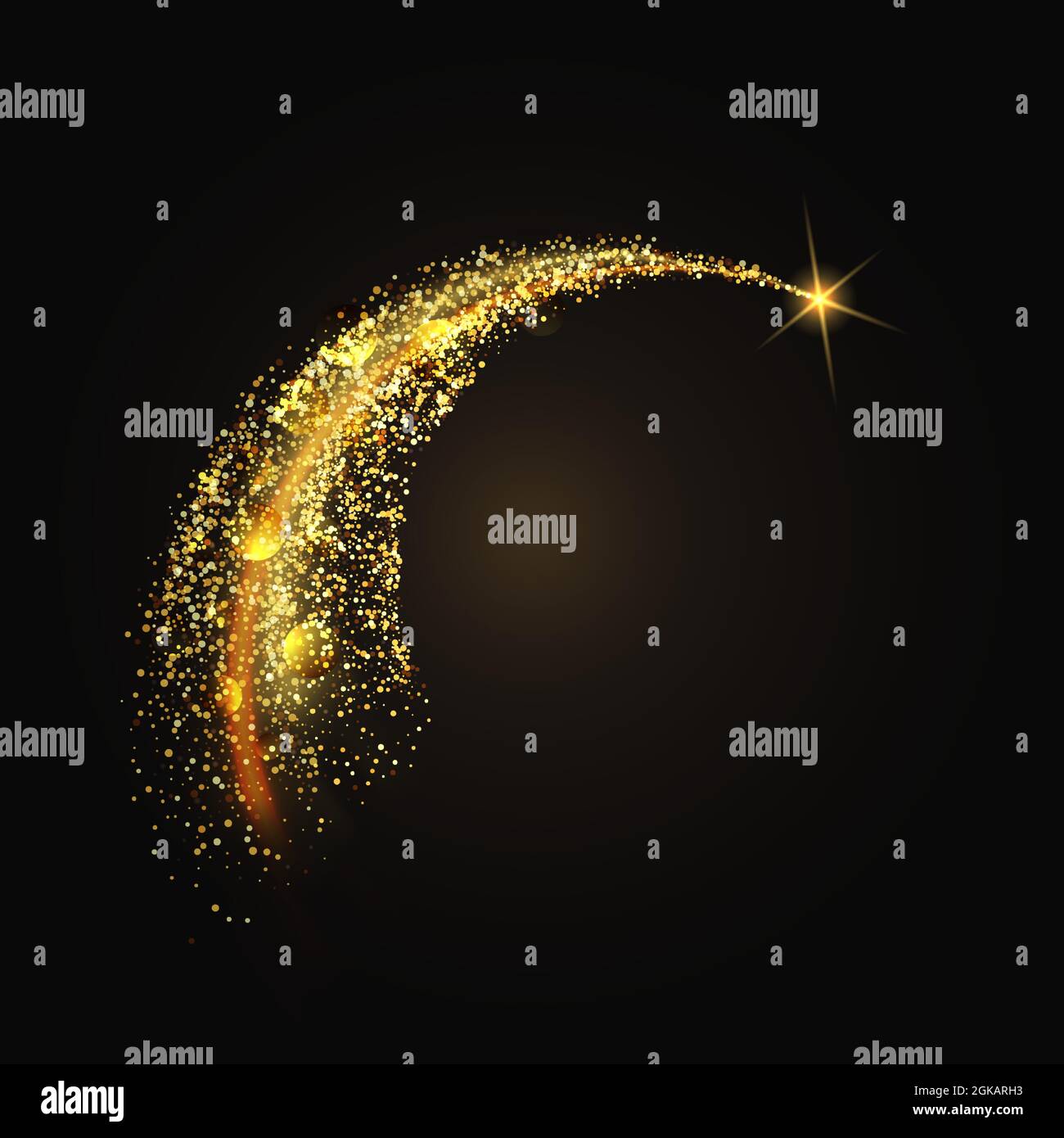 Glittering gold dust tail. Twinkling glitter wave Vector background ...