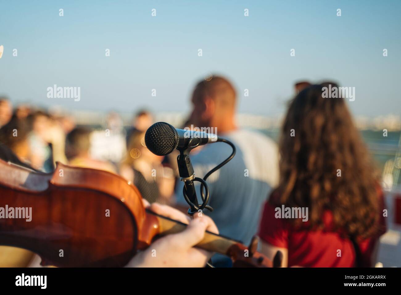 Retro microphone for outdoor concert party Stock Photo - Alamy