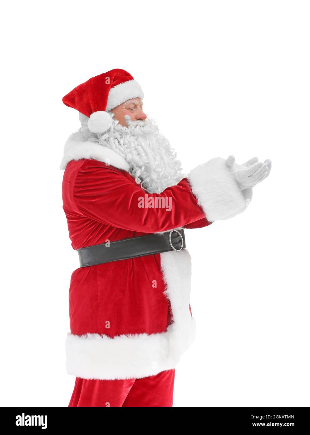 Authentic Santa Claus standing on white background Stock Photo - Alamy