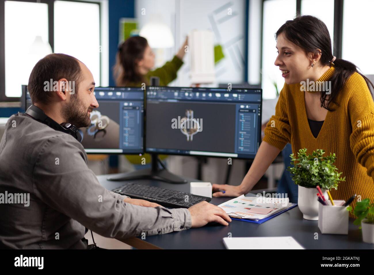 Engineers working with cad design hi-res stock photography and images ...