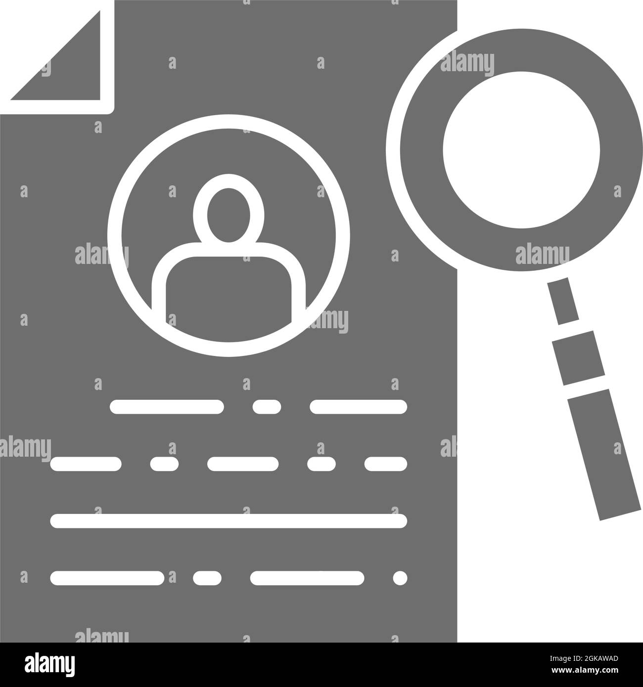 Resume, job search, employability, employee profile grey icon Stock ...