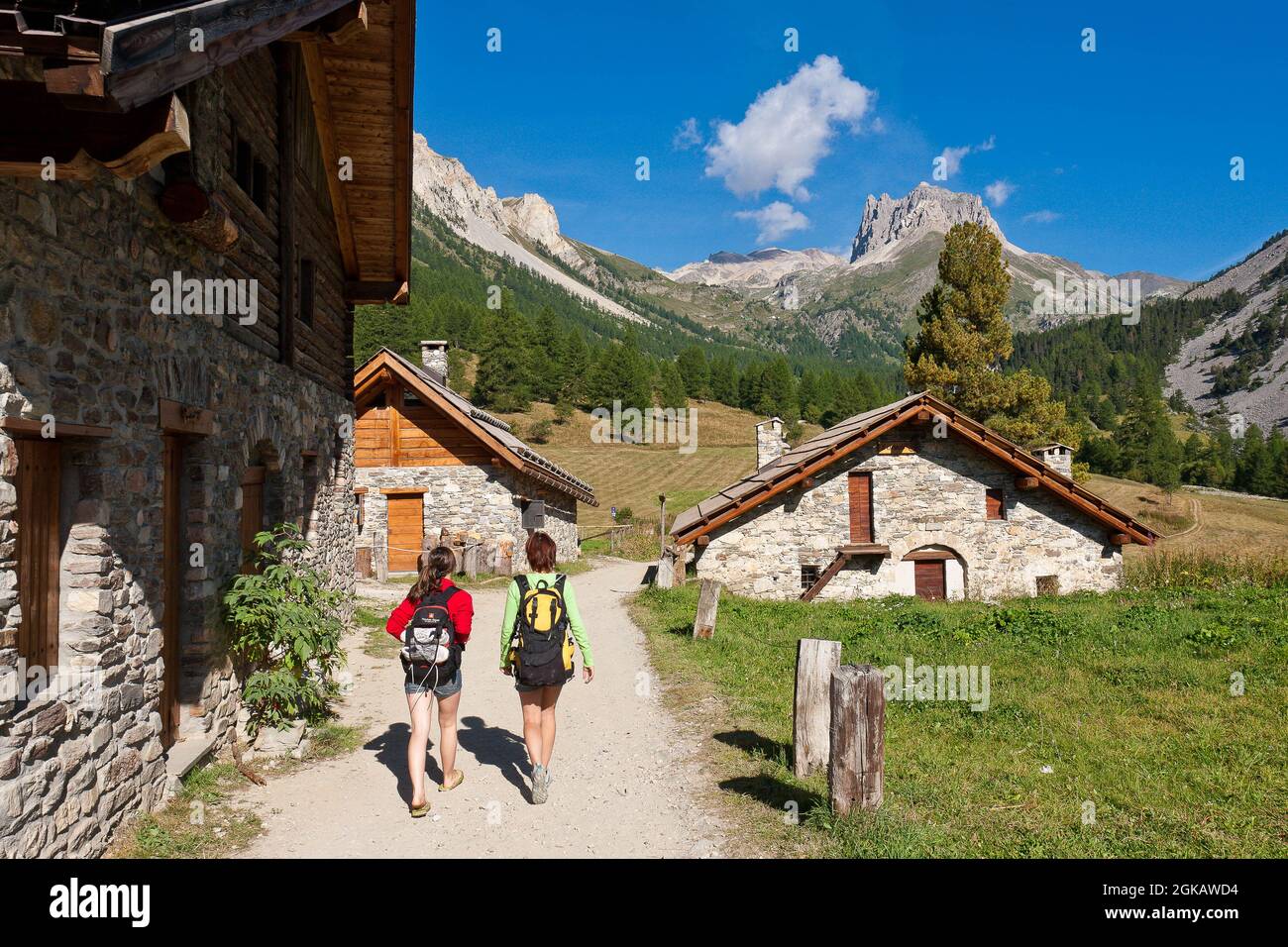 Hautes-Alpes, 05, Névache village, valley Franco-Italian Etroite Valley ...