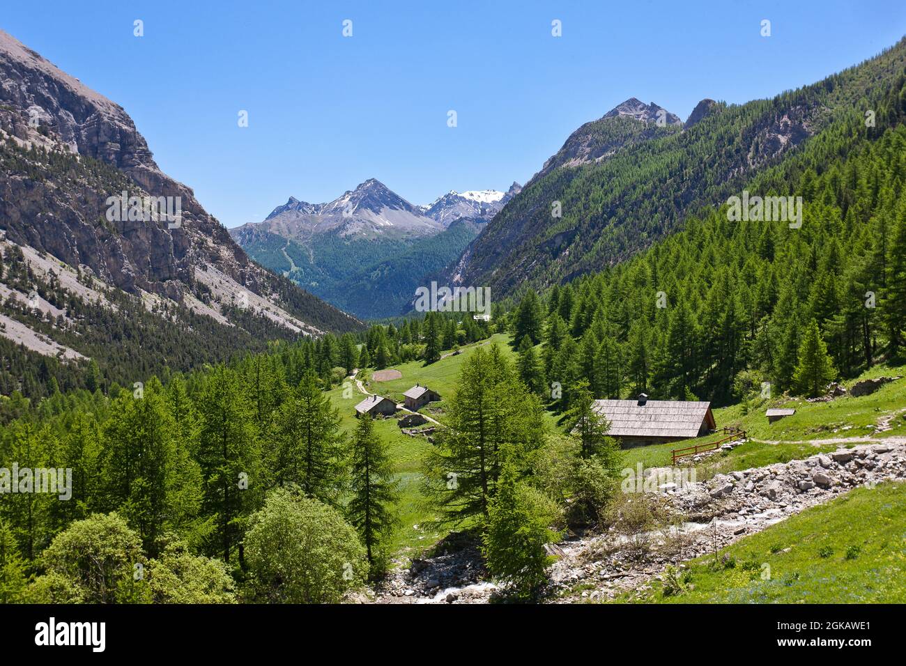 France. Hautes-Alpes (05) Nevache, Etroite Valley and the Mont Thabor ...