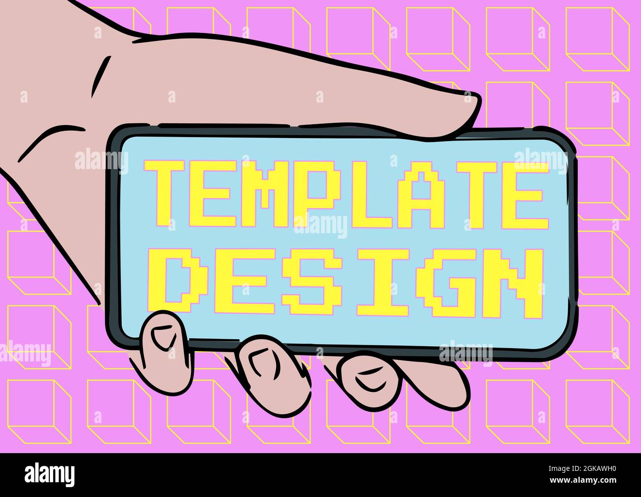 Text caption presenting Template Design. Word Written on an overall layout or blueprint with a ...