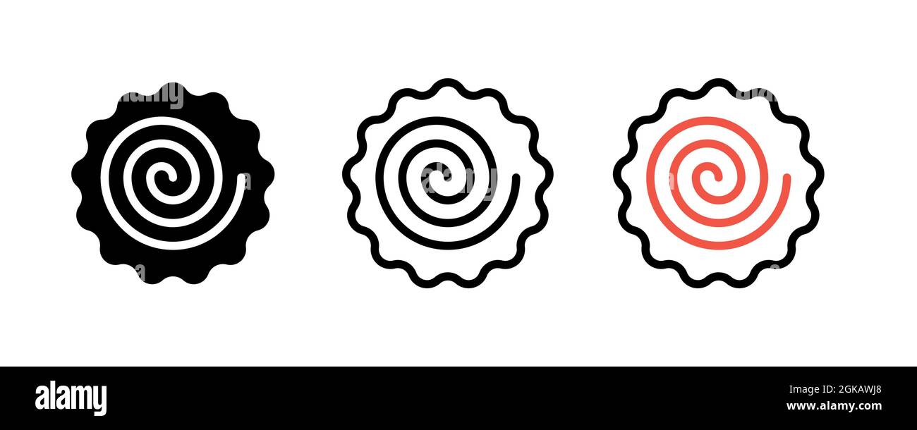 Narutomaki or kamaboko surimi vector icons set in different styles ...