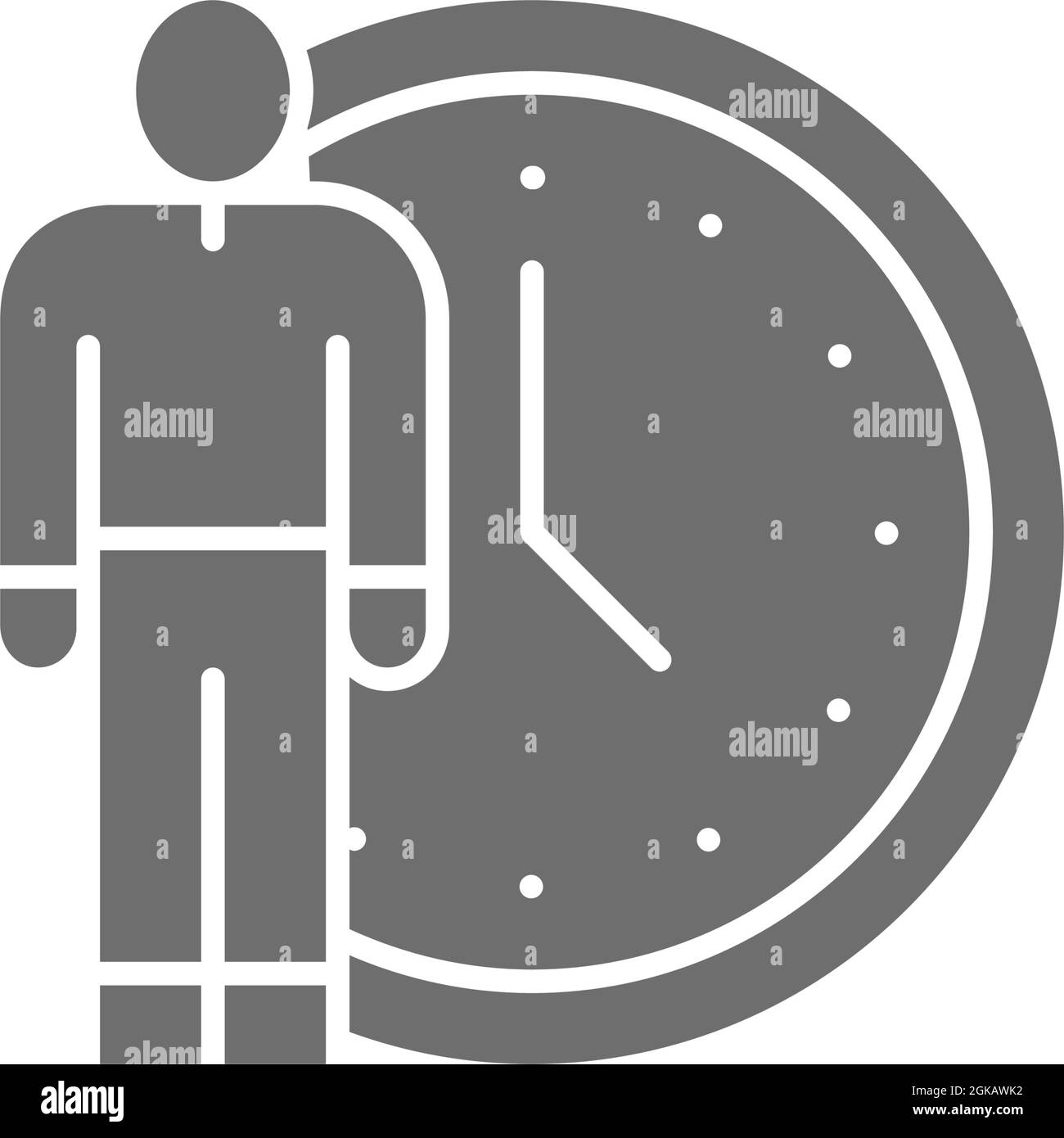 Human with clock, time management grey icon Stock Vector Image & Art ...