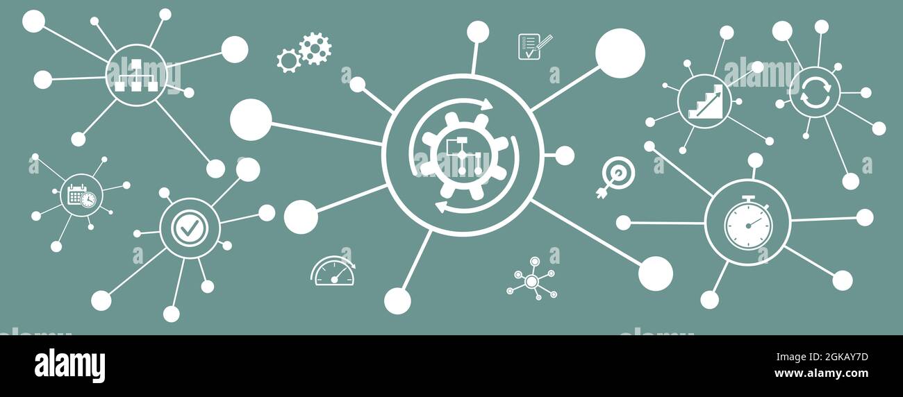 Concept of workflow with connected icons Stock Photo - Alamy