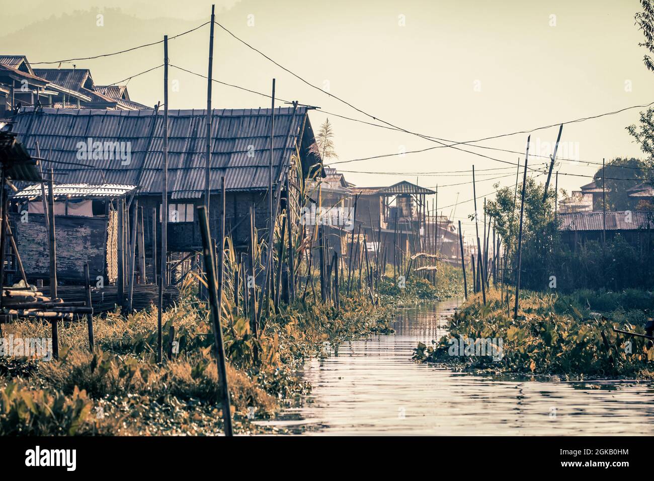 Traditional wooden house on stilts at inle lake hi-res stock ...