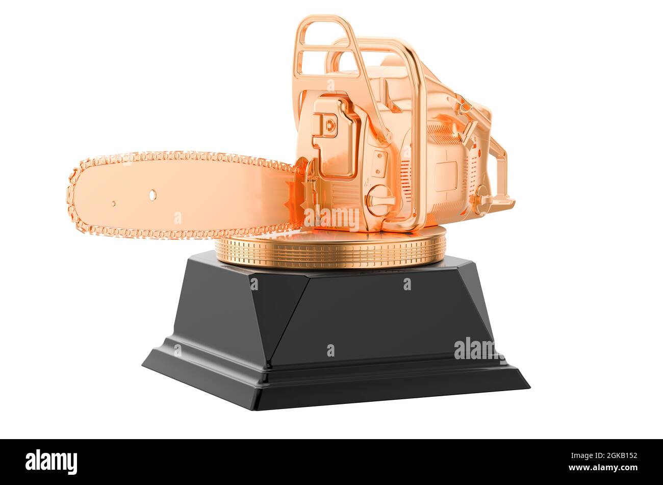 Chain saw golden award concept. 3D rendering isolated on white ...