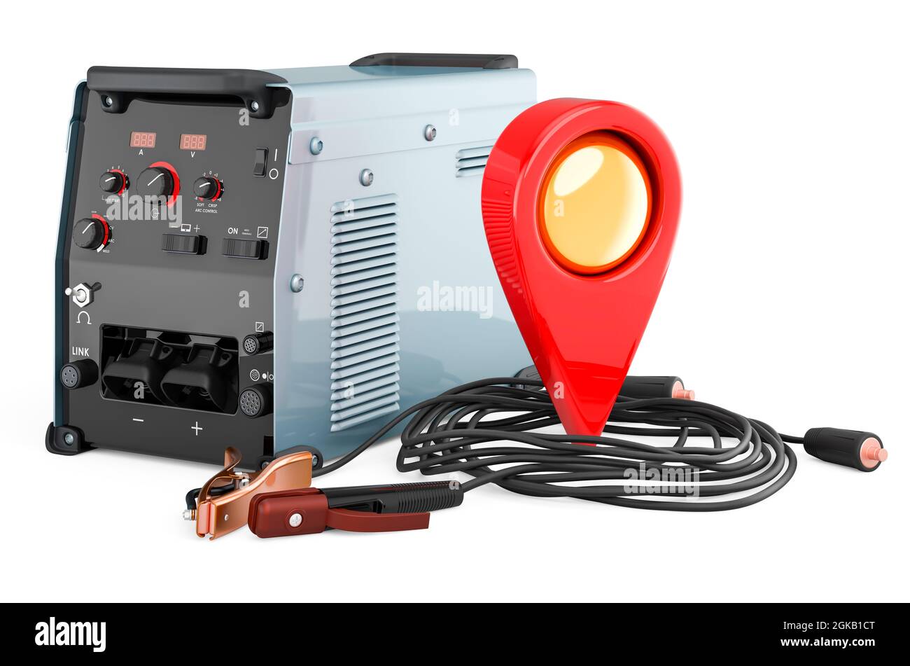 Multi-process welder with map pointer. 3D rendering isolated on white ...