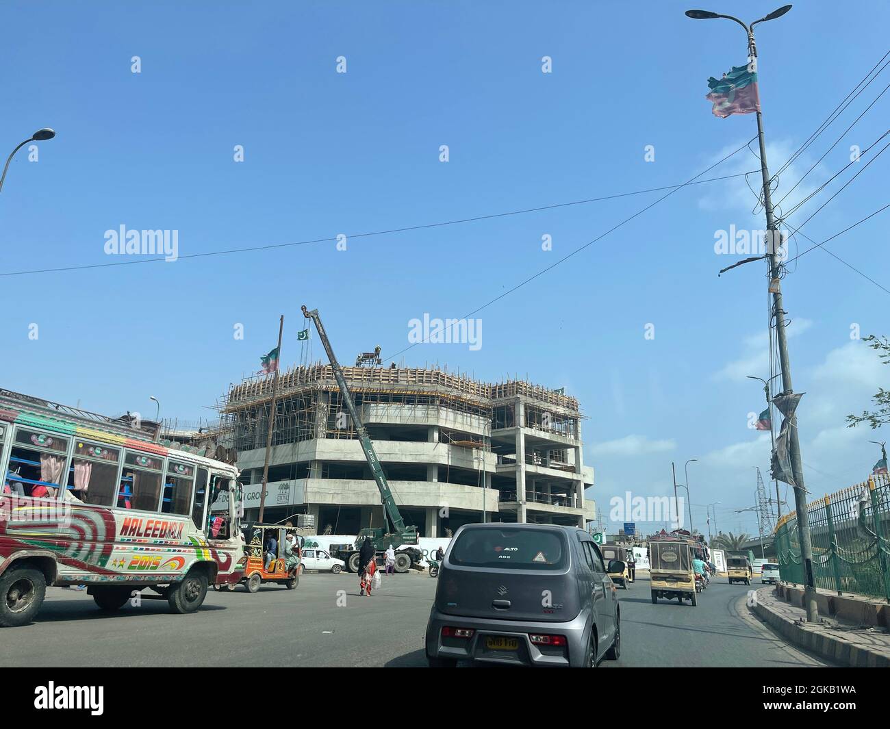 Main Landhi Korangi Road. Karachi city traffic at working hours ...
