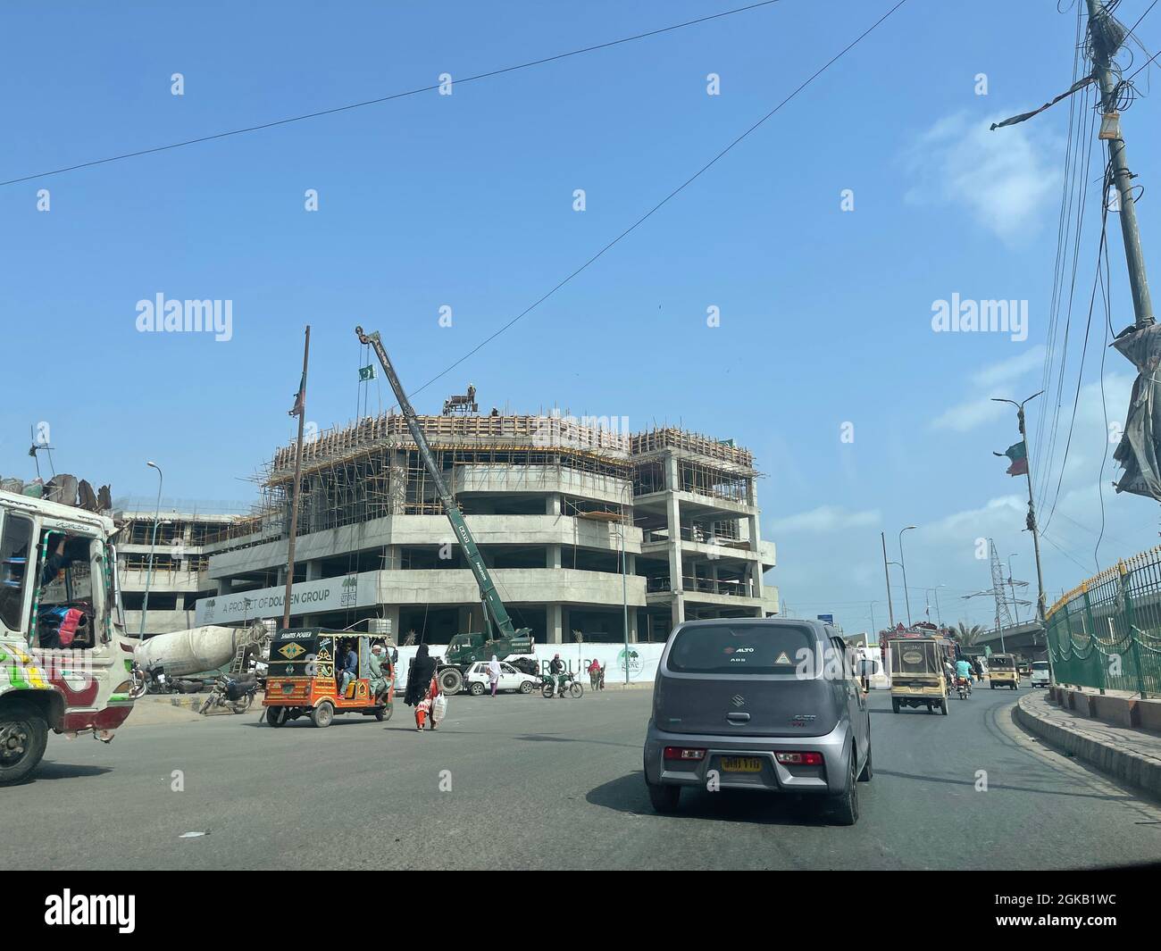 Main Landhi Korangi Road. Karachi city traffic at working hours ...
