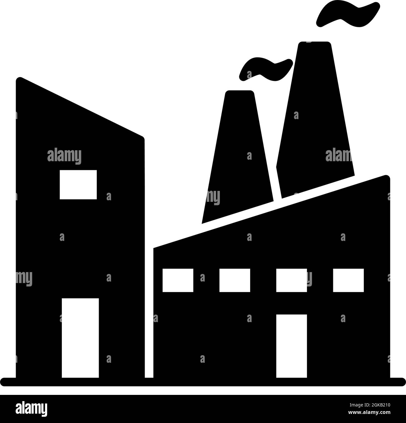 Manufacture industrial factory black vector square icon or silhouette ...