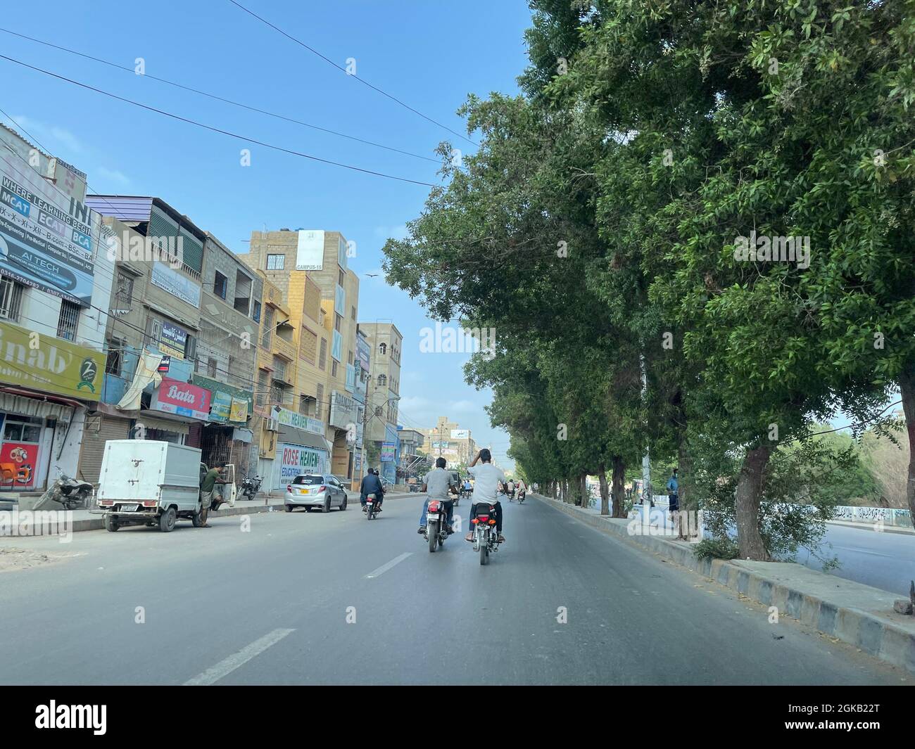 Main Landhi Korangi Road. Karachi city traffic at working hours ...