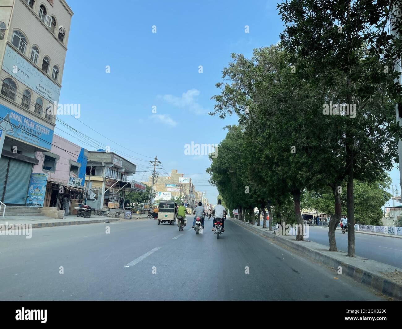 Main Landhi Korangi Road. Karachi city traffic at working hours ...