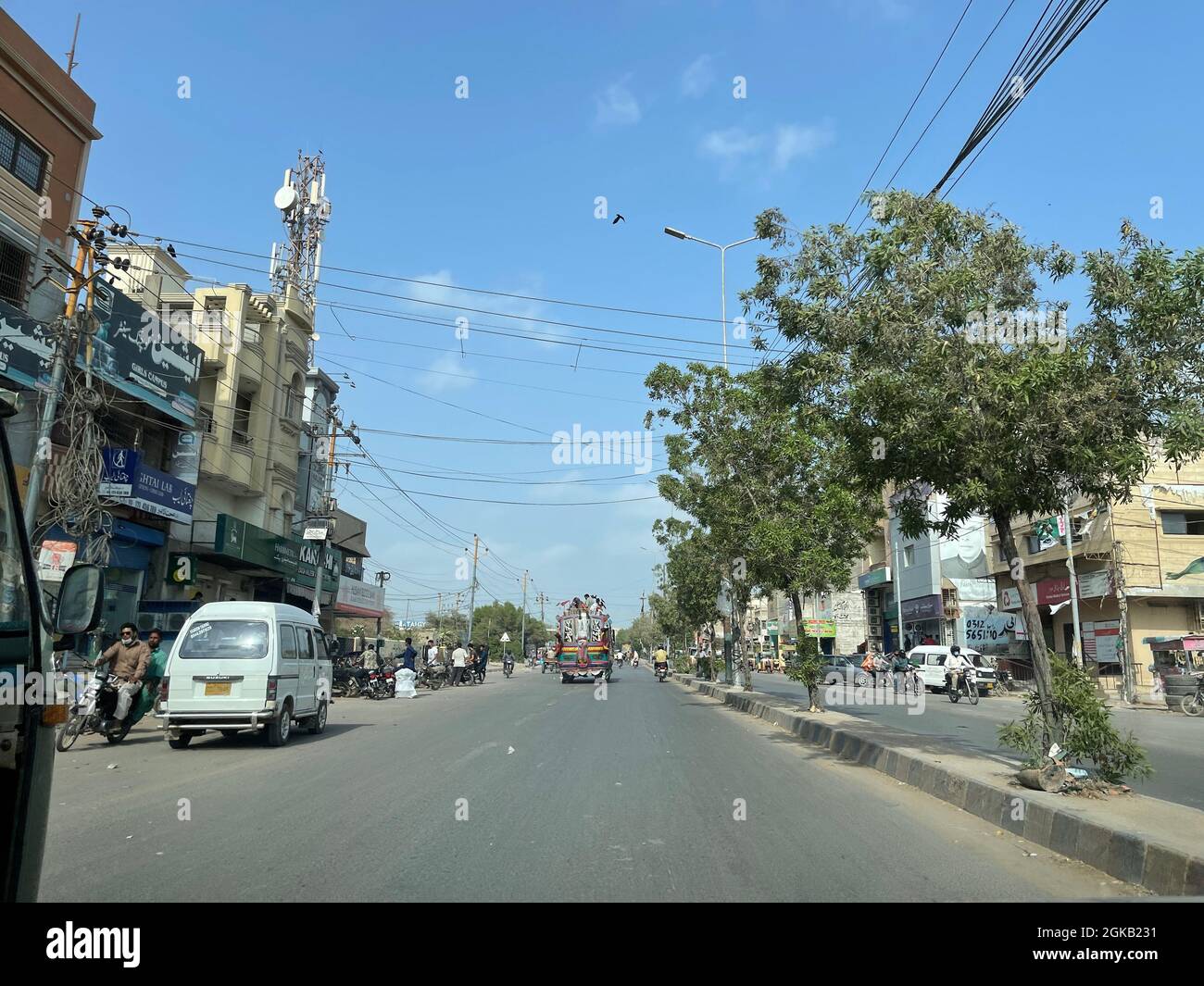 Main Landhi Korangi Road. Karachi city traffic at working hours ...