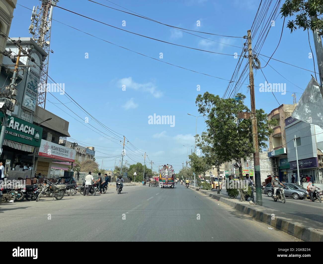 Main Landhi Korangi Road. Karachi city traffic at working hours ...