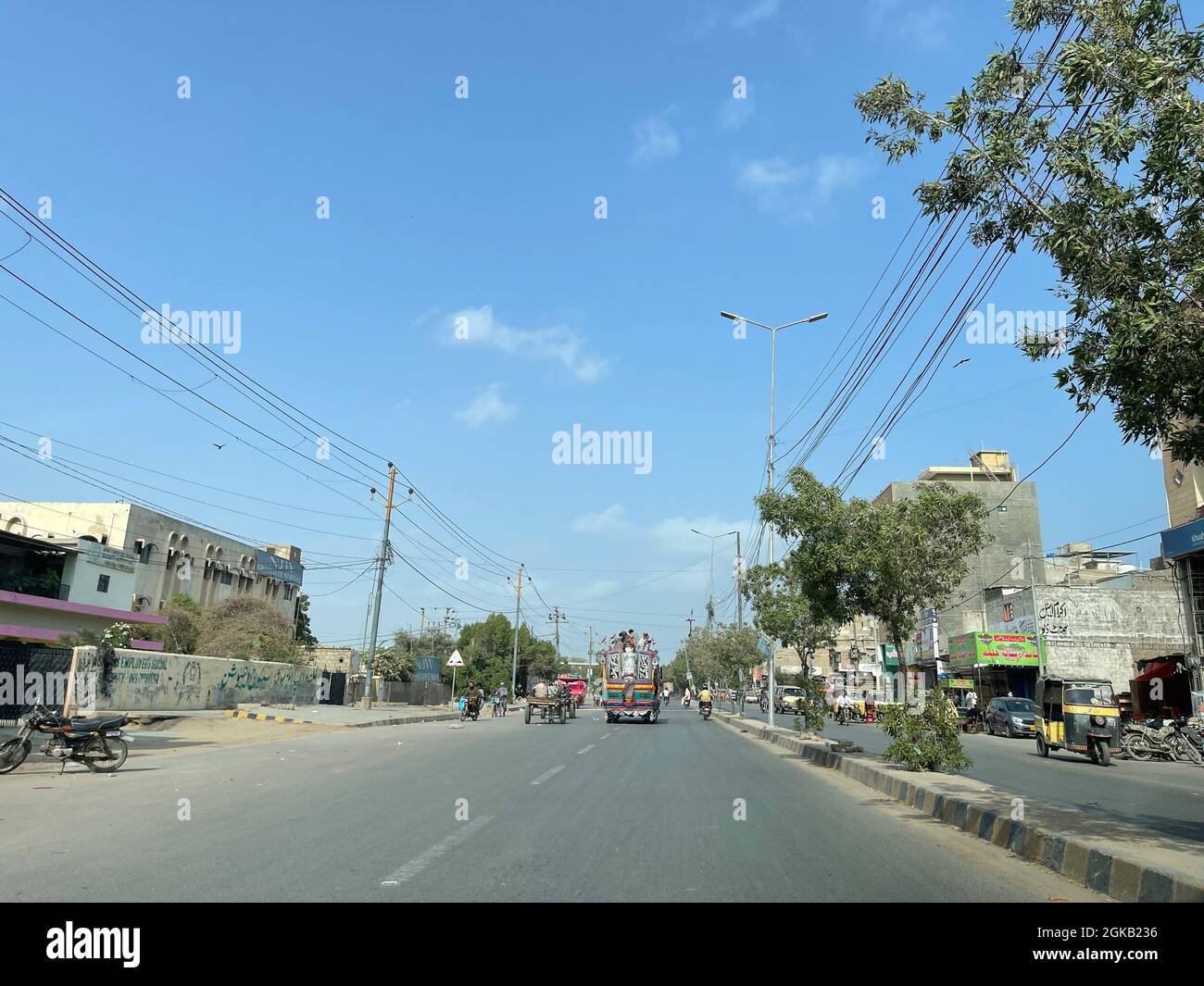 Main Landhi Korangi Road. Karachi city traffic at working hours ...
