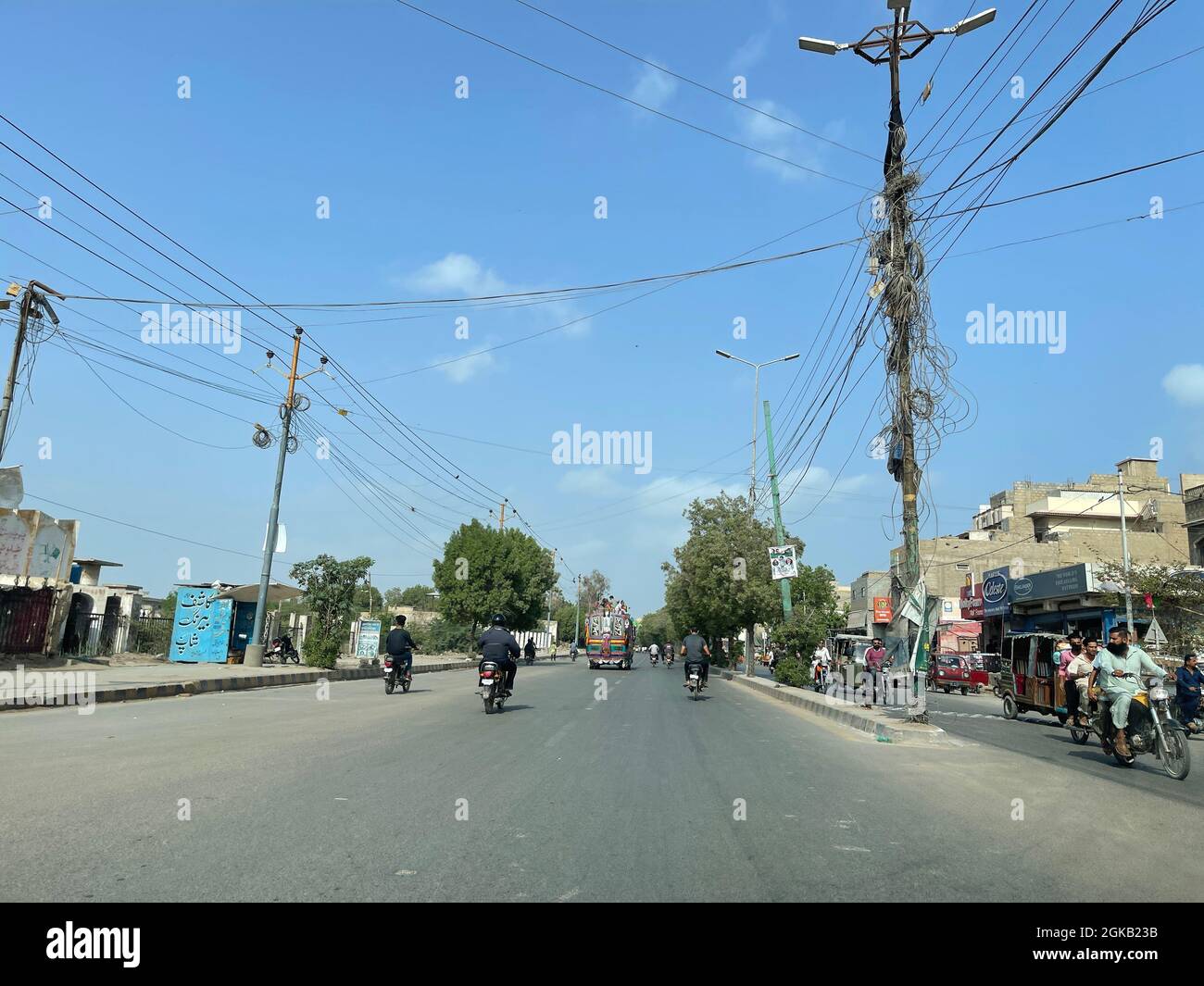 Main Landhi Korangi Road. Karachi city traffic at working hours ...