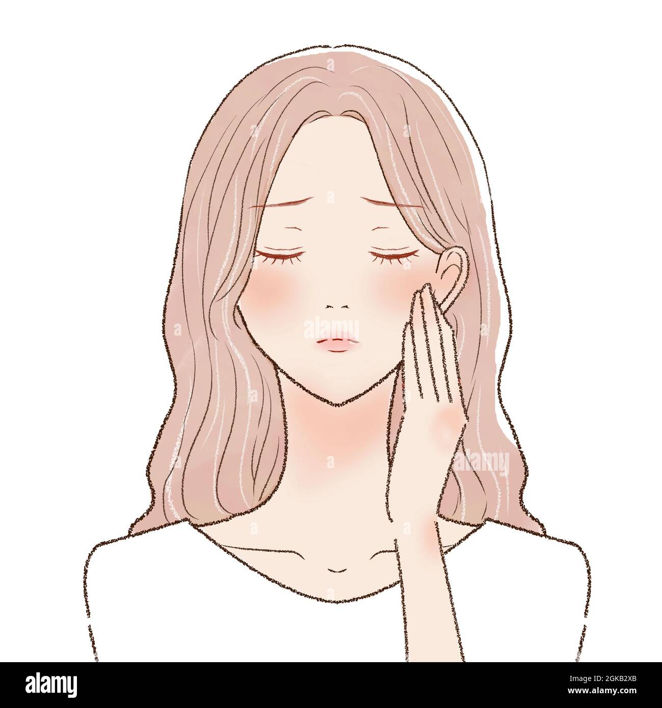 A woman suffering from sunburn. On a white background Stock Photo - Alamy