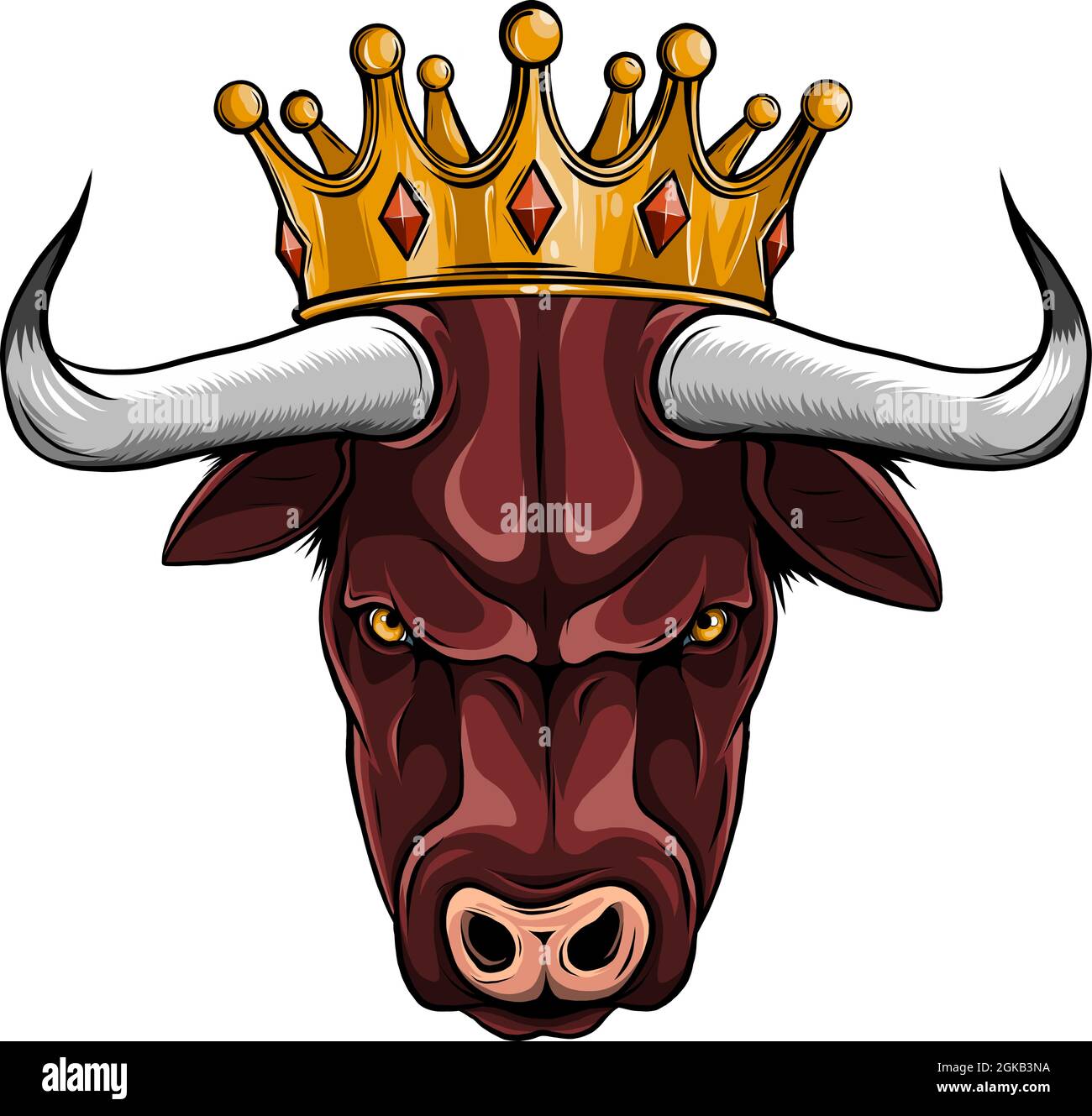 vector Illustration of a head of a bull with a crown Stock Vector Image ...