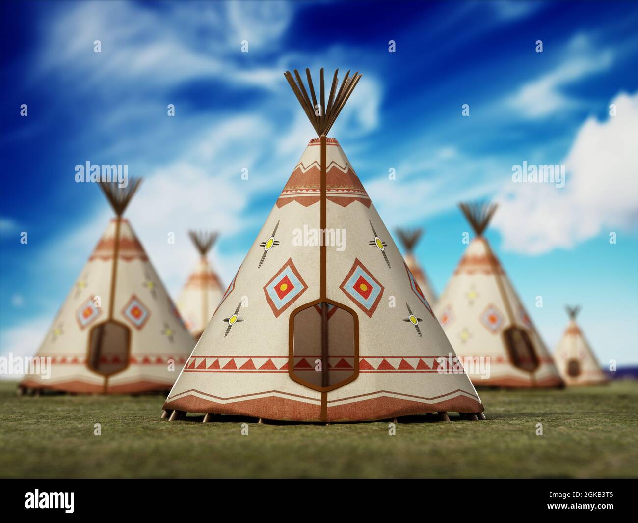 Native american village illustration hi-res stock photography and ...