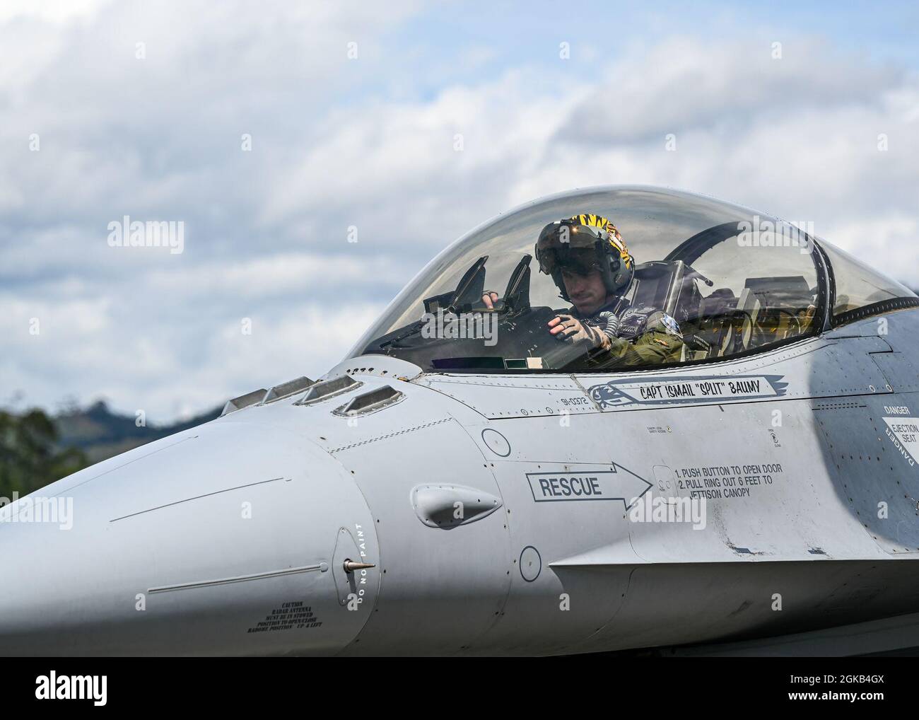 A U.S. Air Force pilot assigned to the 79th Expeditionary Fighter ...