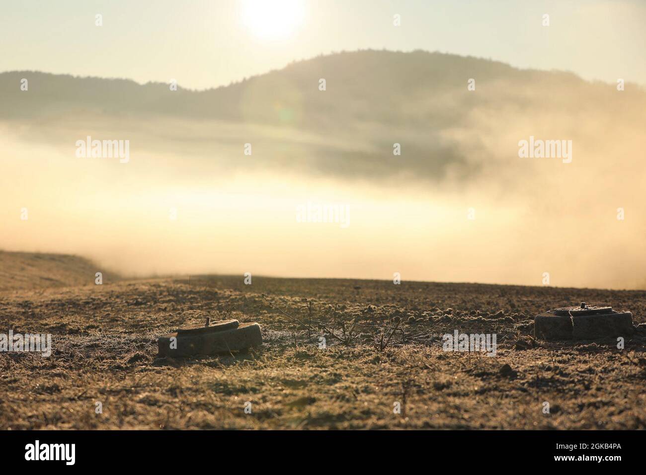 A dummy land mine lies in waiting for an unsuspecting tank during ...