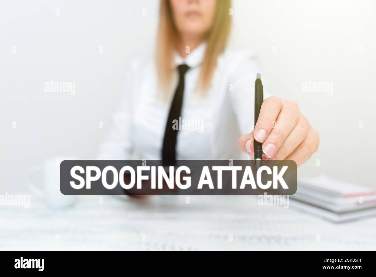 Text sign showing Spoofing Attack. Concept meaning impersonation of a ...