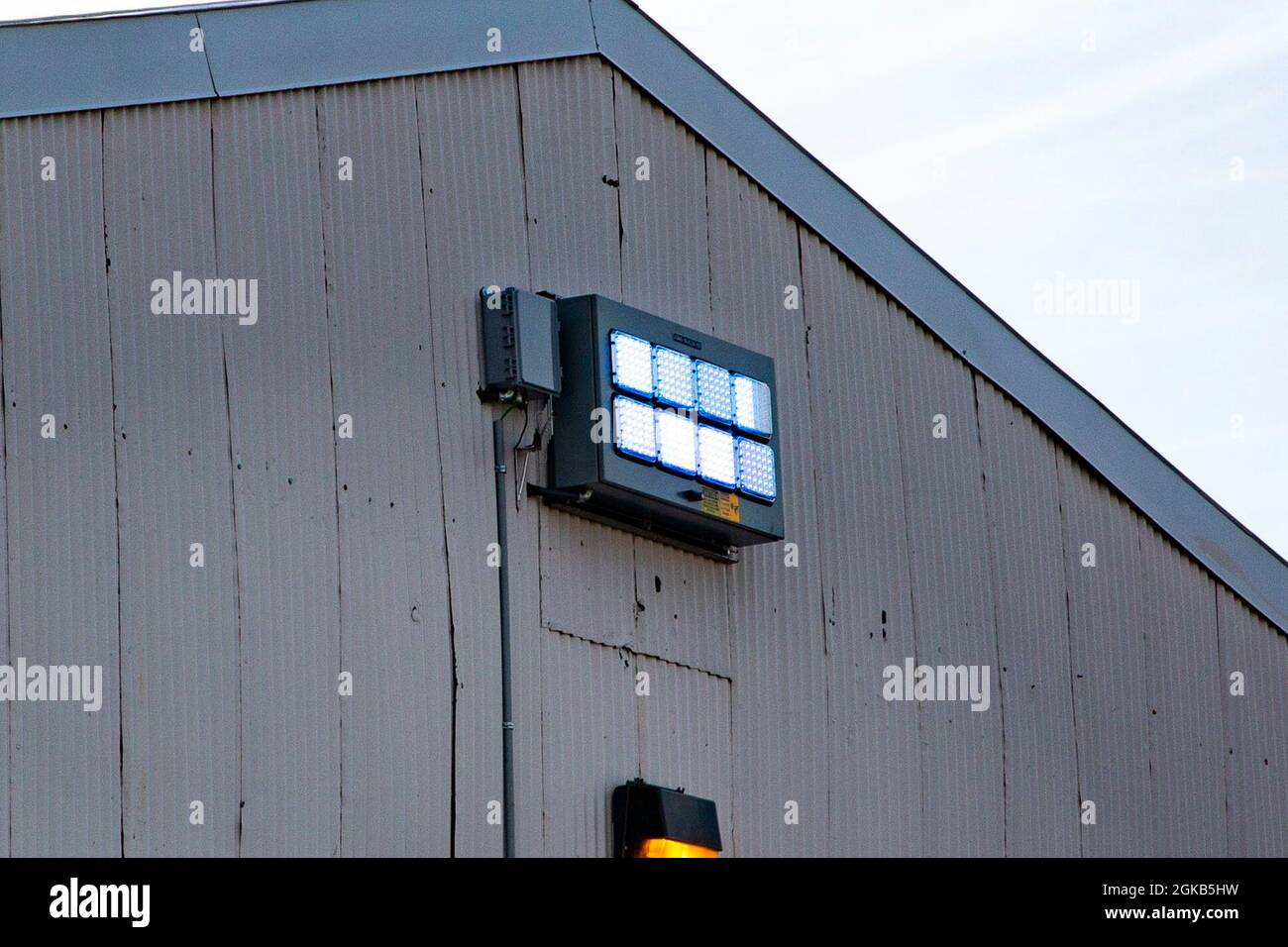 The new lightning warning system, made up of 8 light-emitting diodes ...