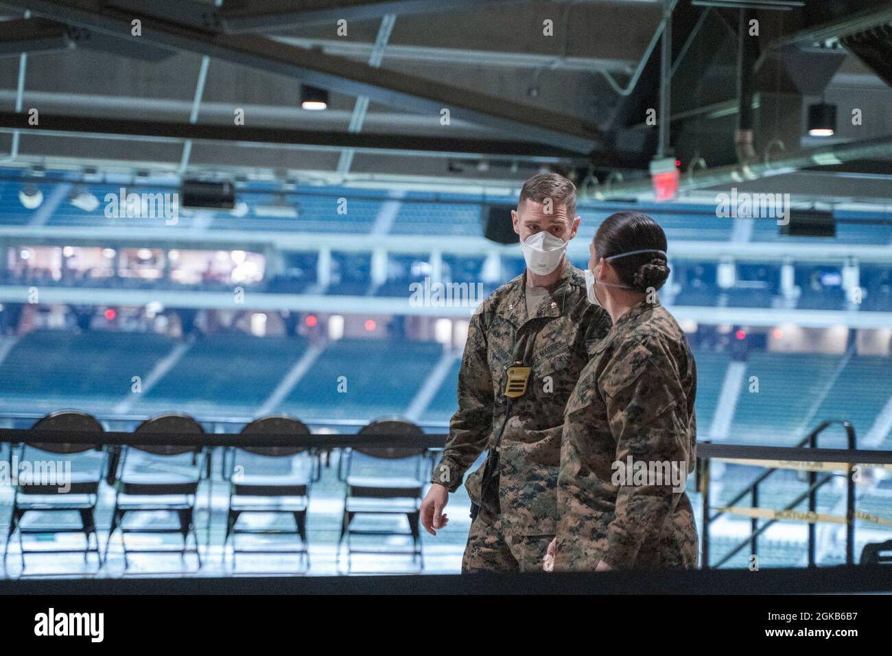 U.S. Marine Corps Maj. Greg Moynihan (left) speaks with Brig. Gen ...