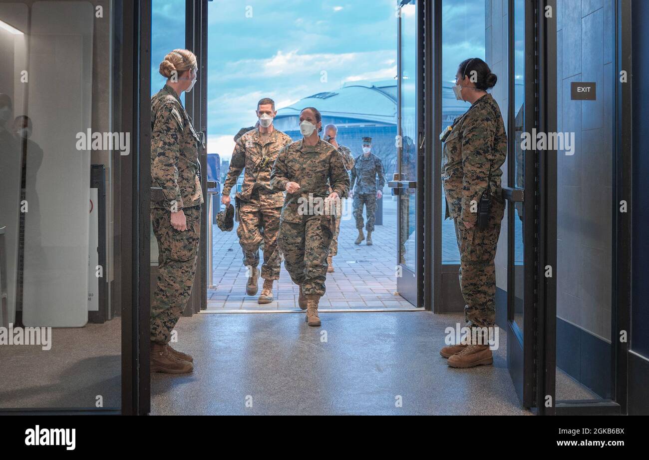 U.S. Marine Corps Brig. Gen. Bobbie Shea, center , the commanding ...