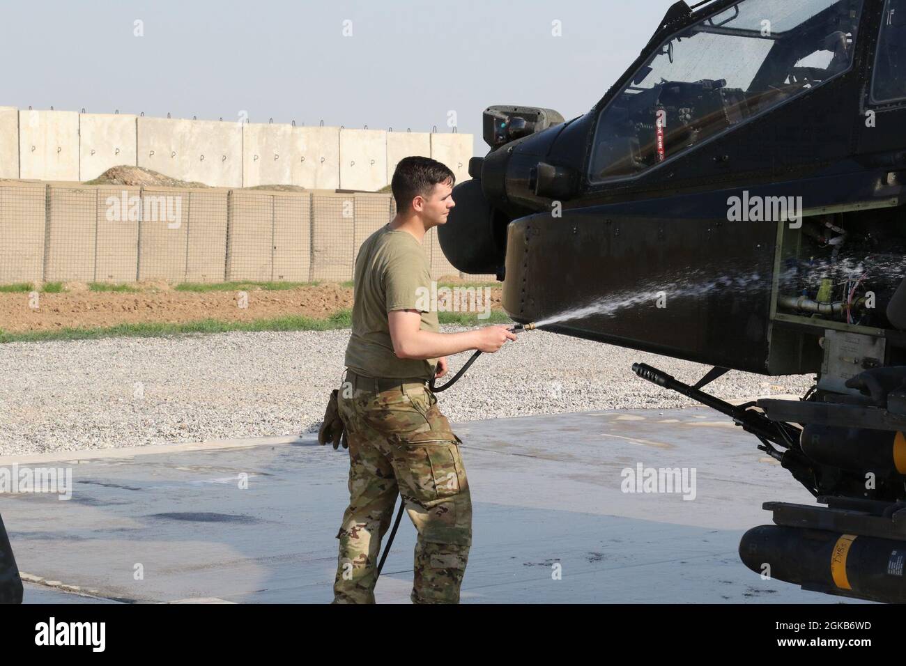 U.S. Army Pfc. Hunter Escue, AH-64 helicopter maintainer with Alpha ...