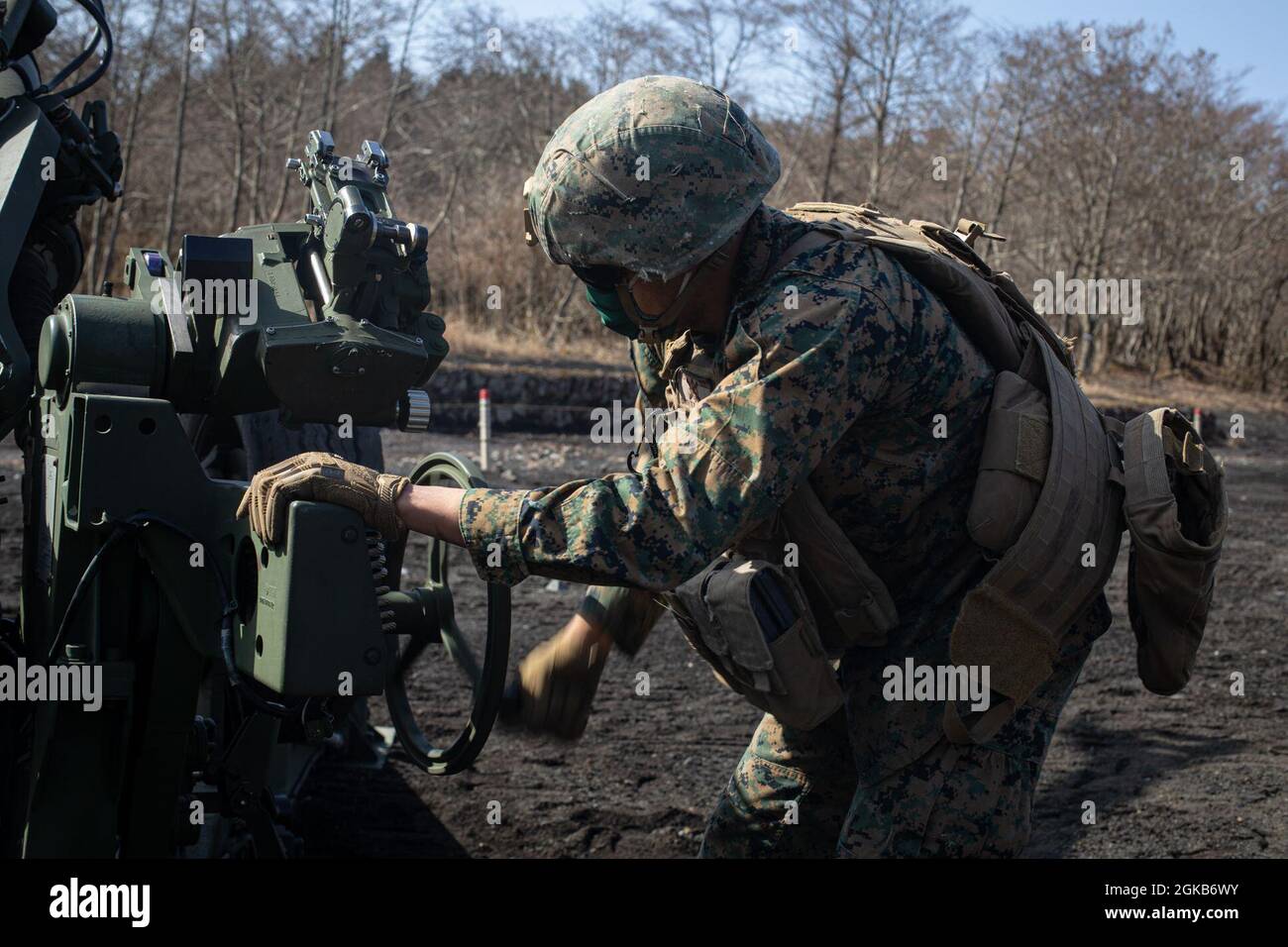 U.S. Marine Corps Cpl. Terrell Smith, a field artillery cannoneer with ...