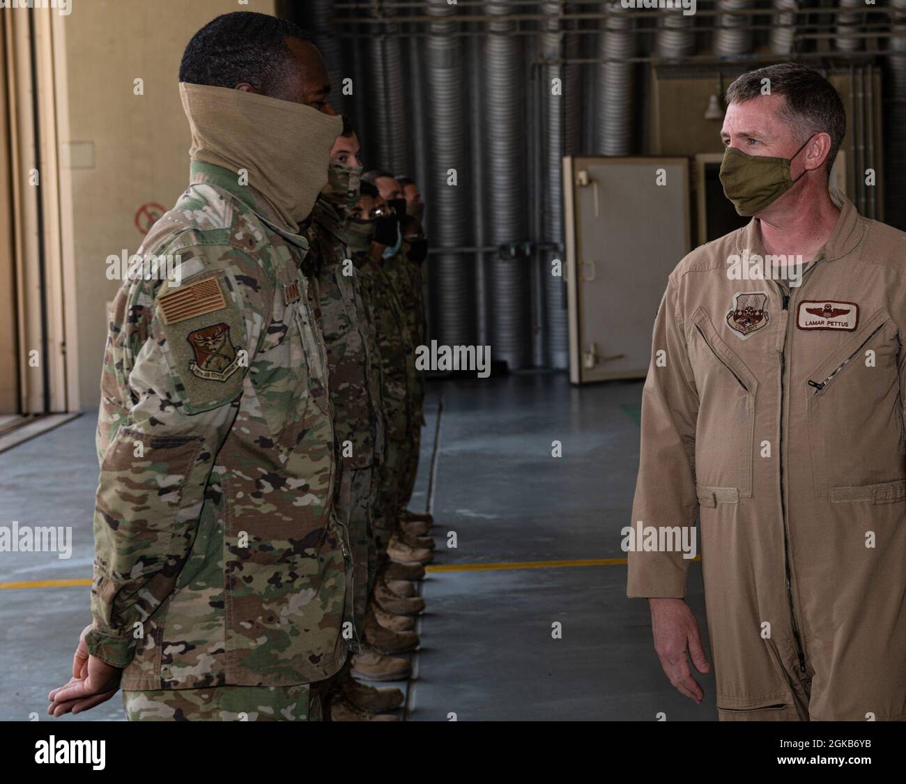Brig. Gen. Evan Pettus, 378th Air Expeditionary Wing commander, speaks ...