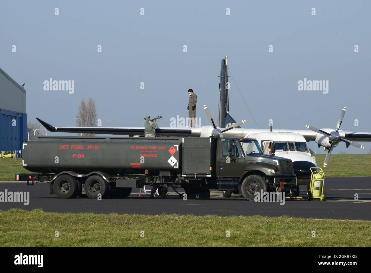 U.S. Airmen, assigned to the 424th Air Base Squadron, refuel the ...