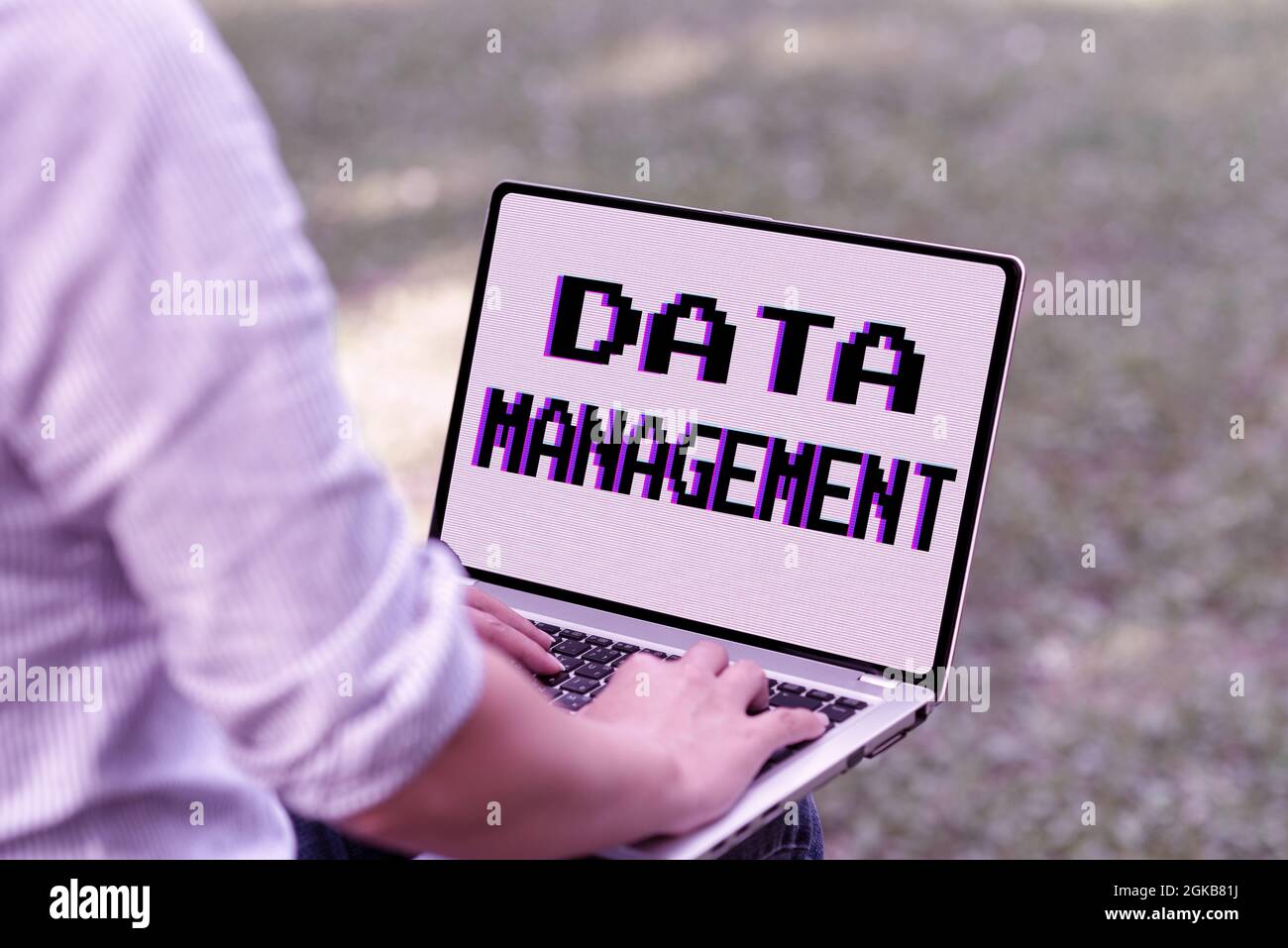 Text caption presenting Data Management. Business approach disciplines related to managing data ...