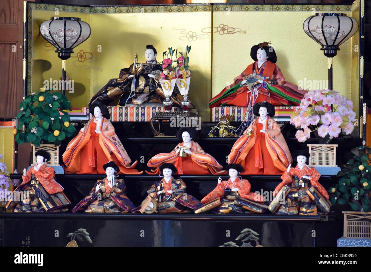 “Hinamatsuri” dolls sit on display next to the Zama Shrine during the ...