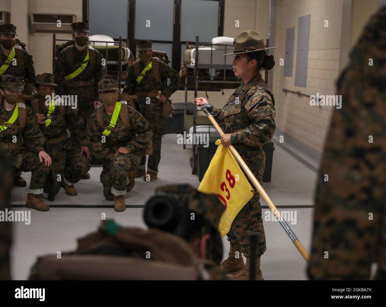 Recruits with Hotel Company, 2nd Recruit Training Battalion, are given ...