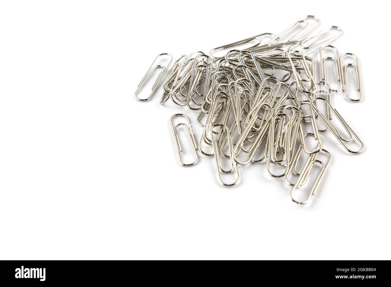 steel paper clip on white background Stock Photo - Alamy