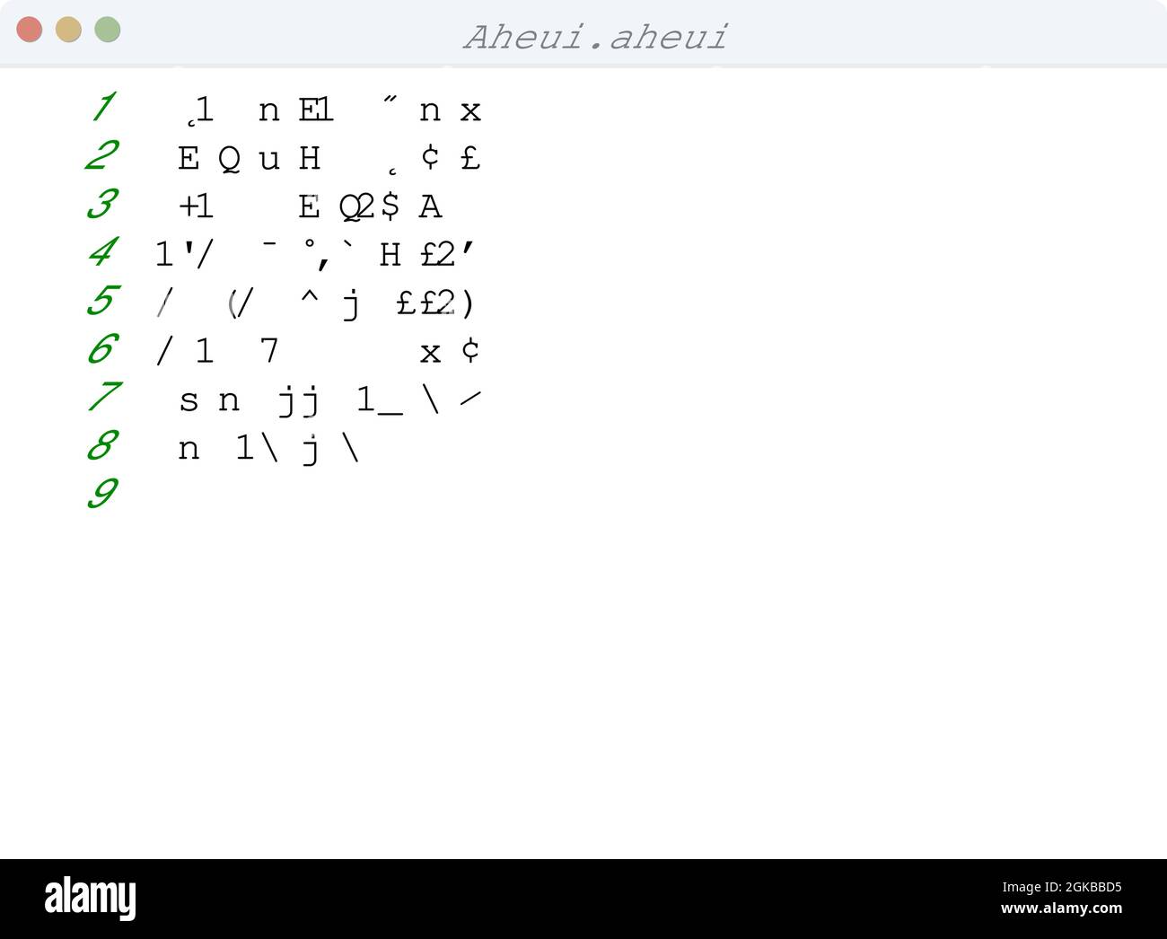 Aheui Language Hello World Program Sample In Editor Window Illustration 3168