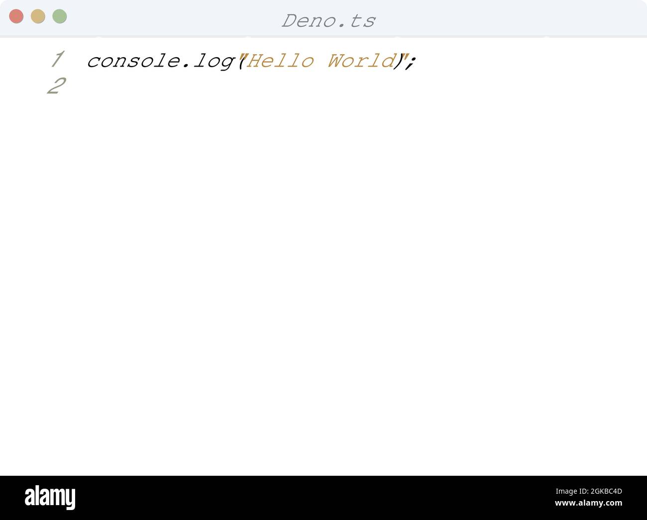 Deno Language Hello World Program Sample In Editor Window Illustration Stock Vector Image And Art 