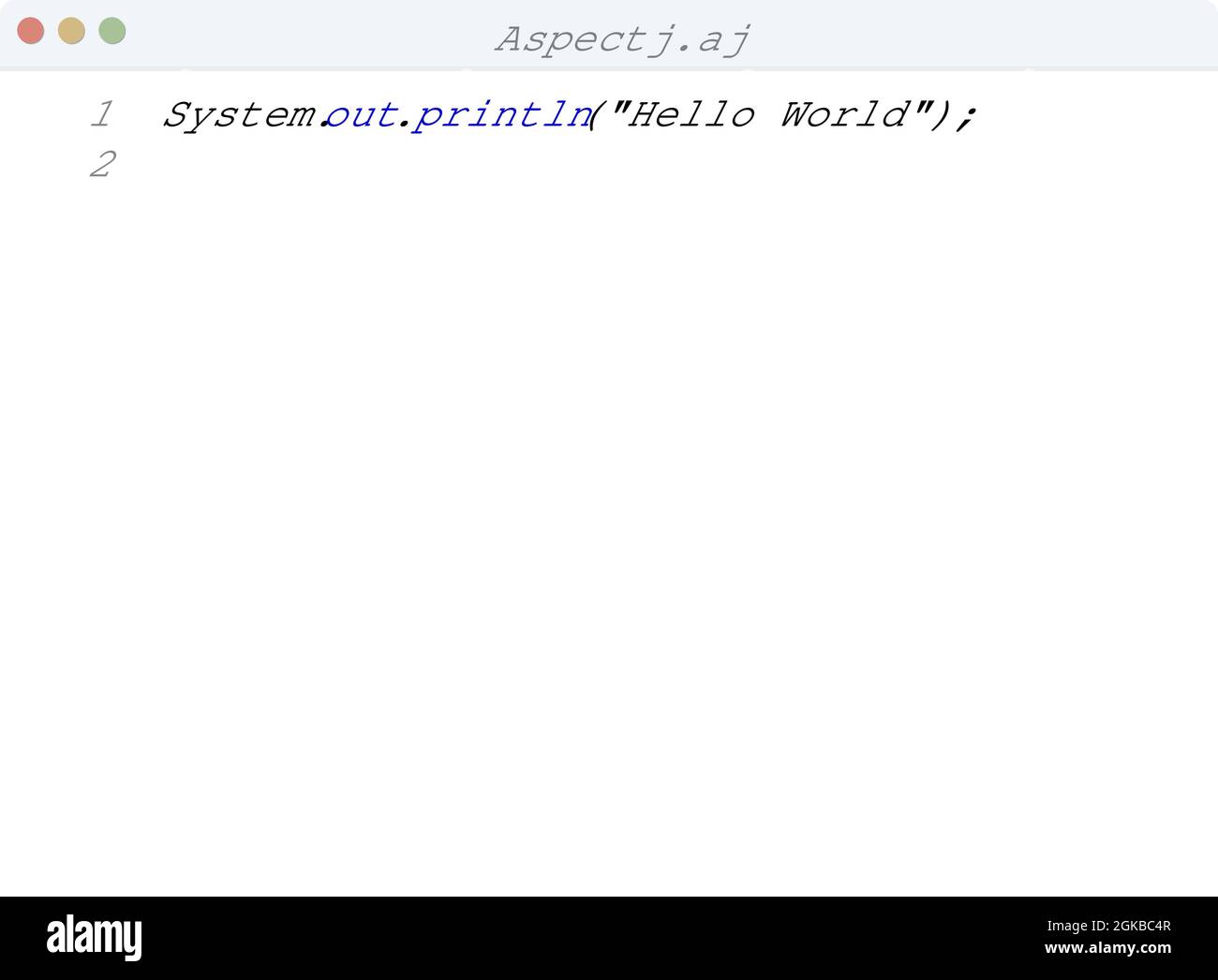 Aspectj language Hello World program sample in editor window illustration Stock Vector Image ...